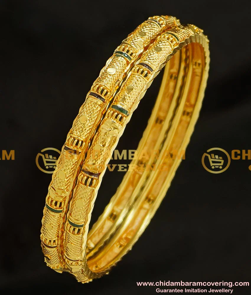 Buy Elegant Look Gold Plated Enamel Design Gold Plated Bangles