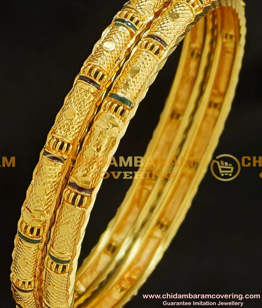 Buy Elegant Look Gold Plated Enamel Design Gold Plated Bangles