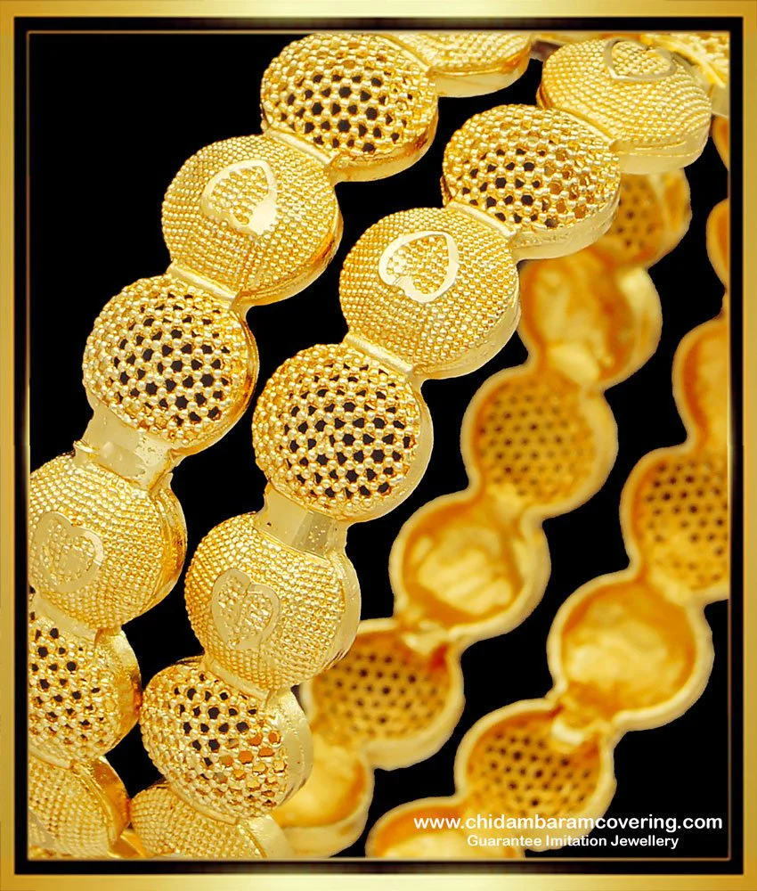 Buy Beautiful Party Wear Gold Pattern 1 Gram Gold Bangles Set Best ...