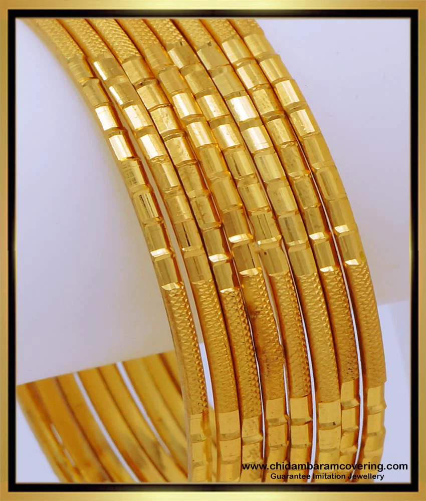 Buy Attractive Daily Wear Plain 1 Gram Gold Bangles Online