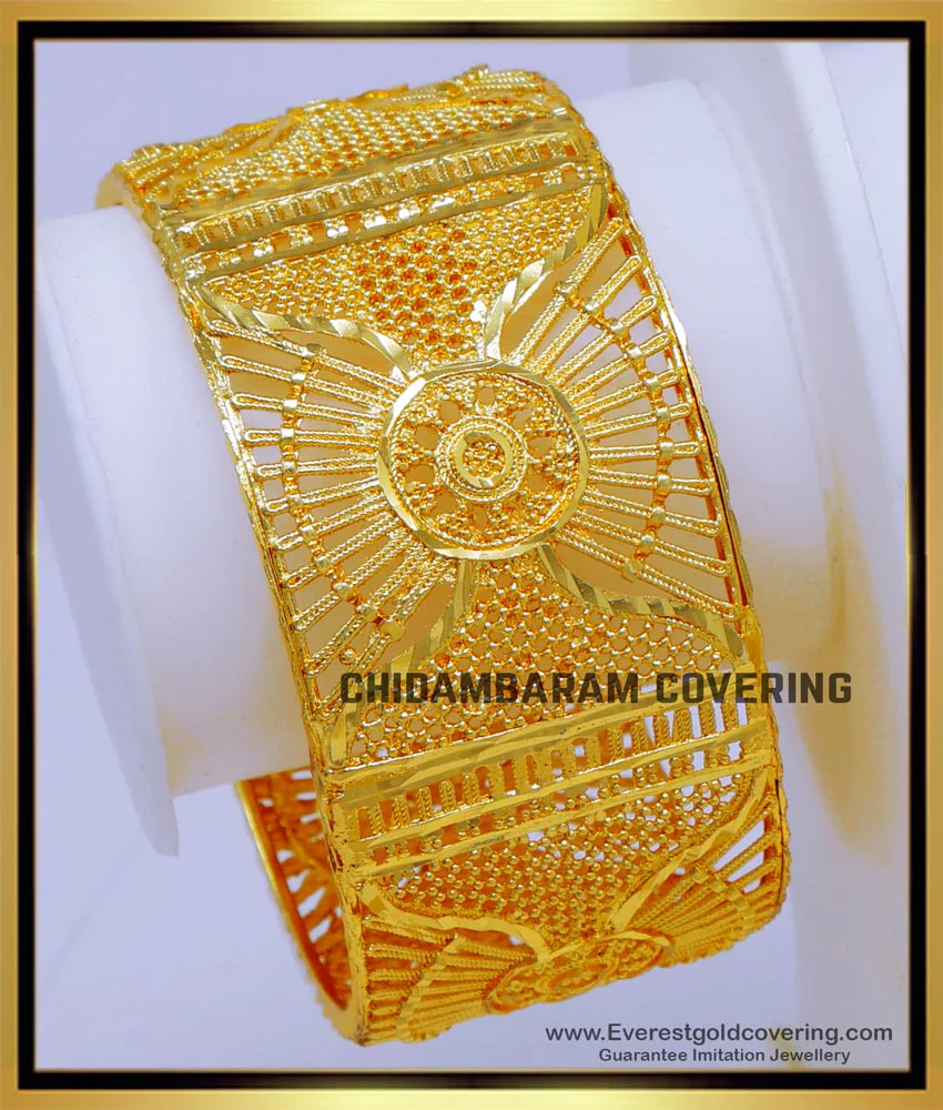 Buy Single Broad Bangle Design Gold Plated Jewellery