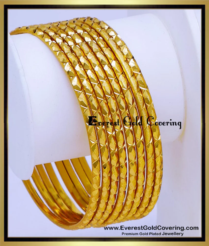 Buy Simple Gold Look Kangan Design Wedding Bangles Set