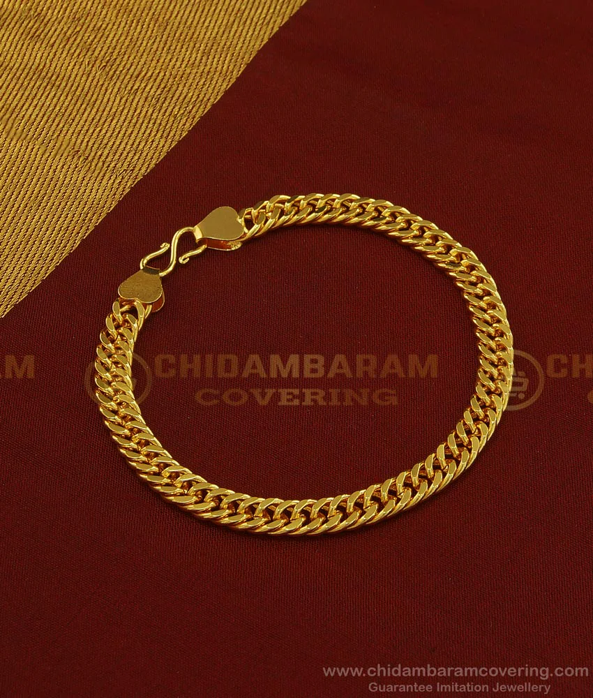 Buy Real Gold Bracelet Design One Gram Gold Plated Cuban Link Chain ...