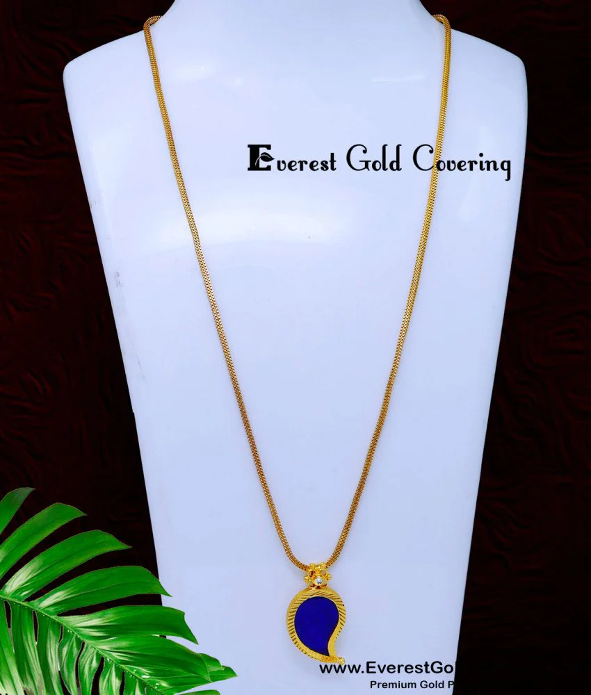 Buy 1 Gram Gold Chain with Single Palakka Manga Pendant