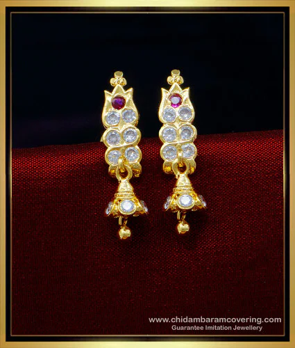 Buy Unique Gold Pattern Five Metal Studs with Hanging Stone Jimiki ...