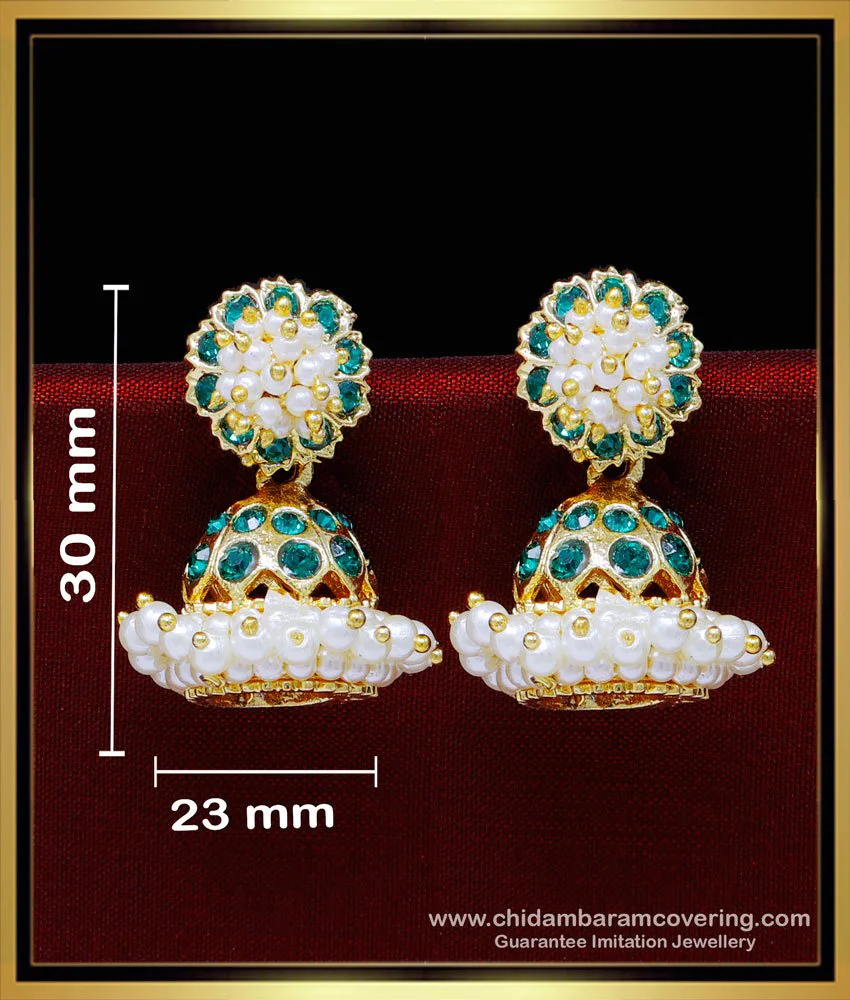 Buy First Quality Green Stone and Pearl Jimikki Design Online