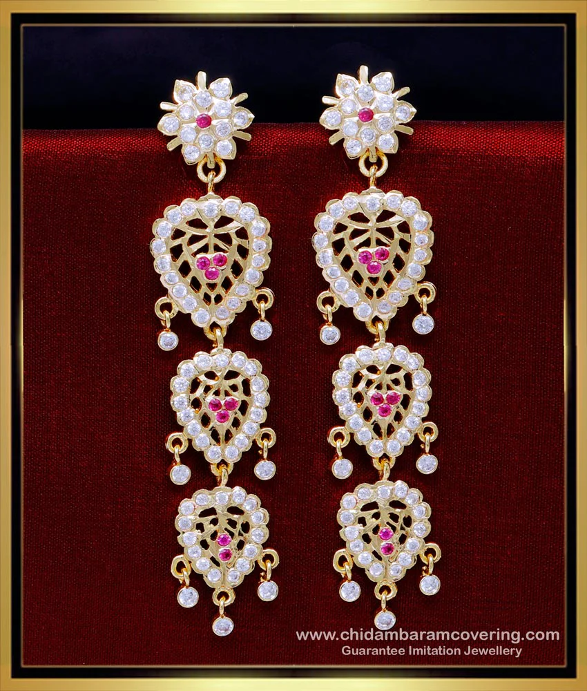 Buy Bridal Wear Multi Layered Long Earrings Impon Jewellery