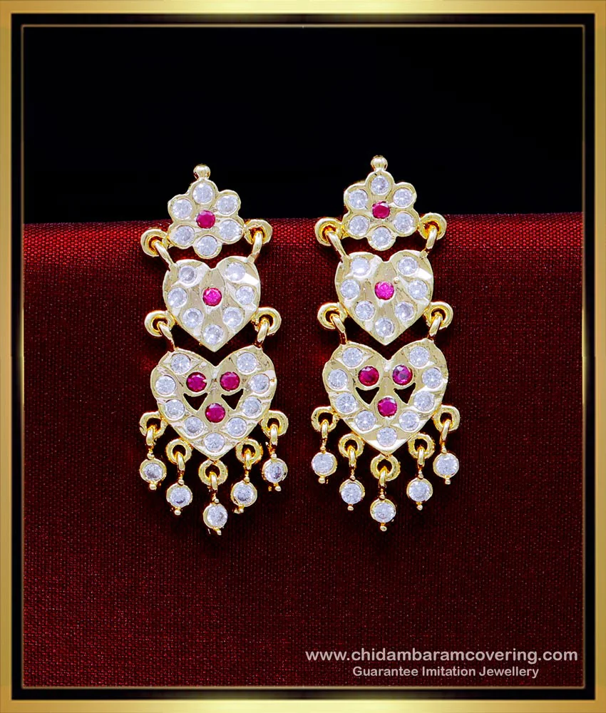 Buy Five Metal Gold Stone Kammal Design Impon Earrings
