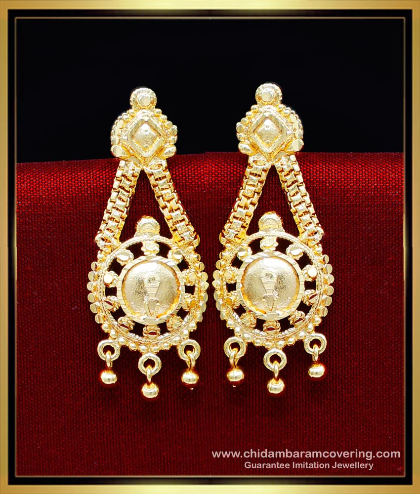 Buy Gold Model South Indian Long Earrings for Wedding