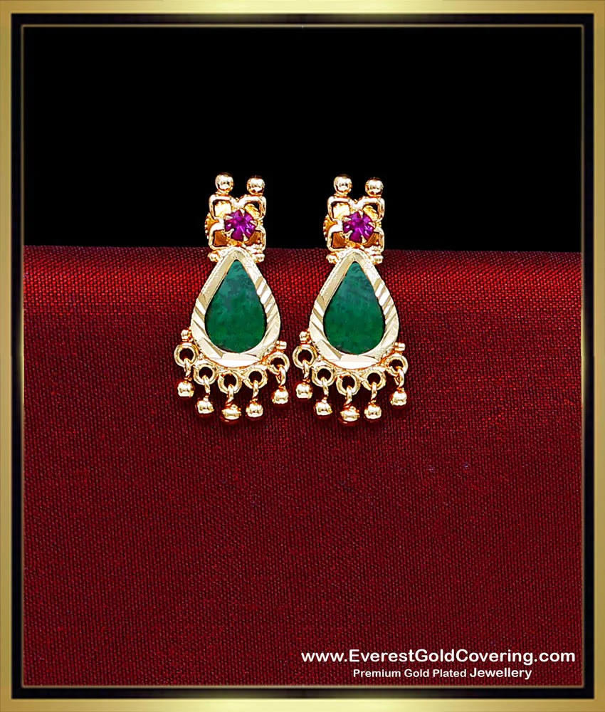 Buy Kerala Kammal Green Palakka Stud Earrings for Women