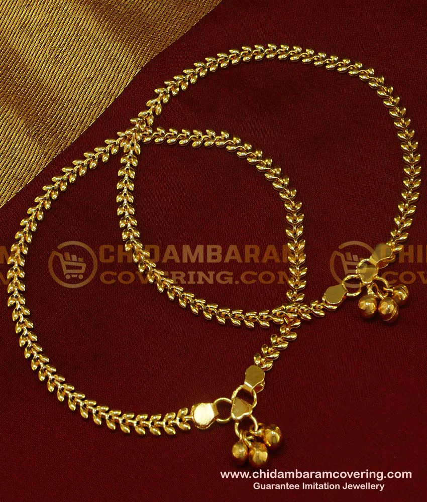 Buy Beautiful Bridal Wear Leaf Design Gold Anklet Kolusu Design for Wedding