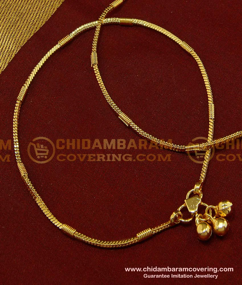 Buy Light Weight Daily Wear Simple Thin Chain 1 Gram Gold Plated Anklet