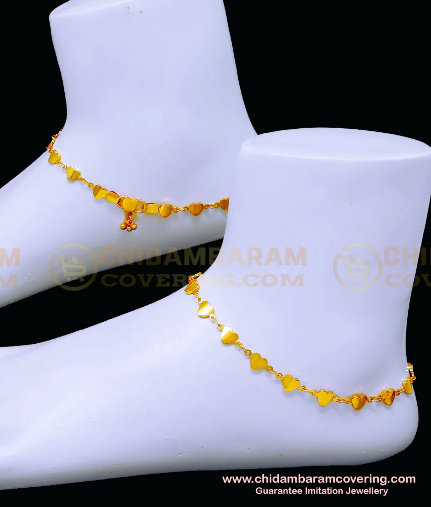 Buy New Heart Model Gold Plated Payal Designs Gold Pattern