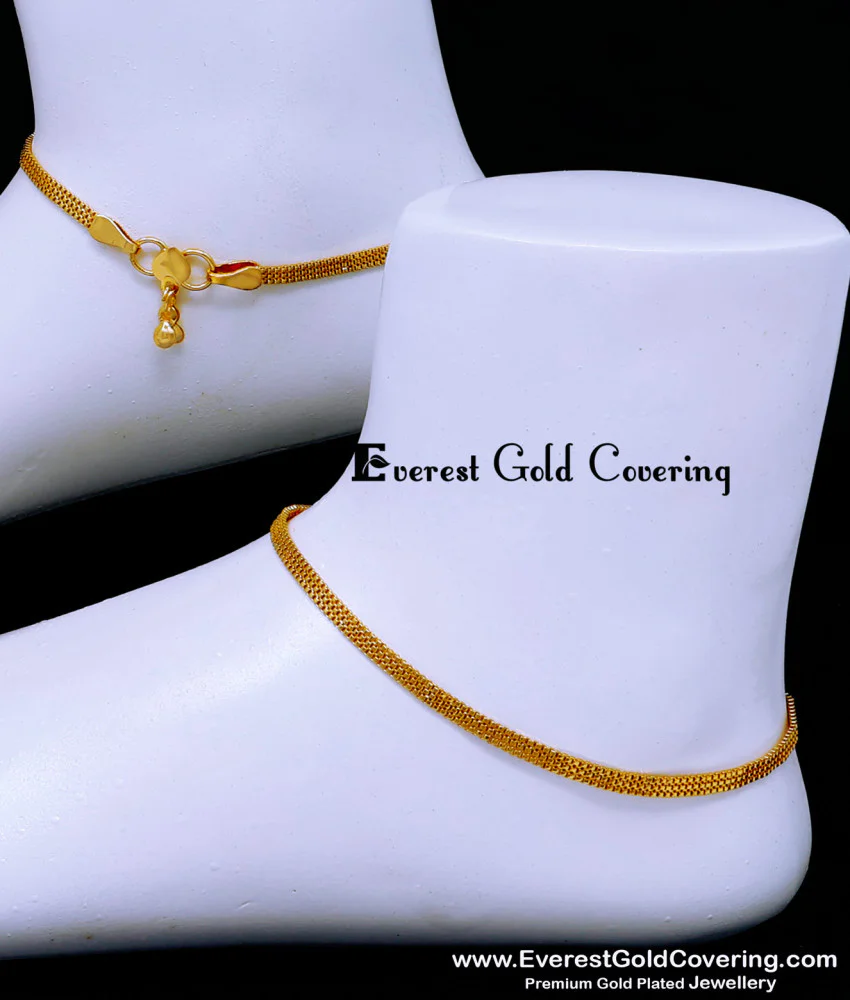 Buy 1 Gram Gold Plated Thin Chain Simple Payal Design