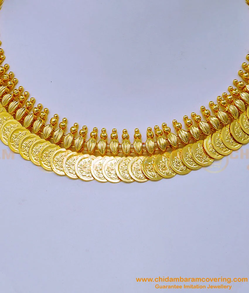 Buy One Gram Gold Leaf Design Lakshmi Kasu Malai Necklace Design for ...