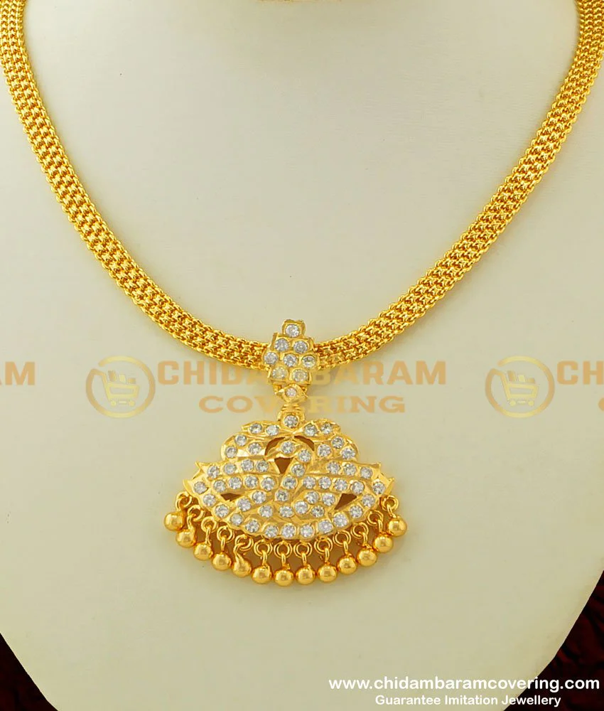 Buy Beautiful Impon Full White Stone Peacock Dollar Gold Design Chain ...