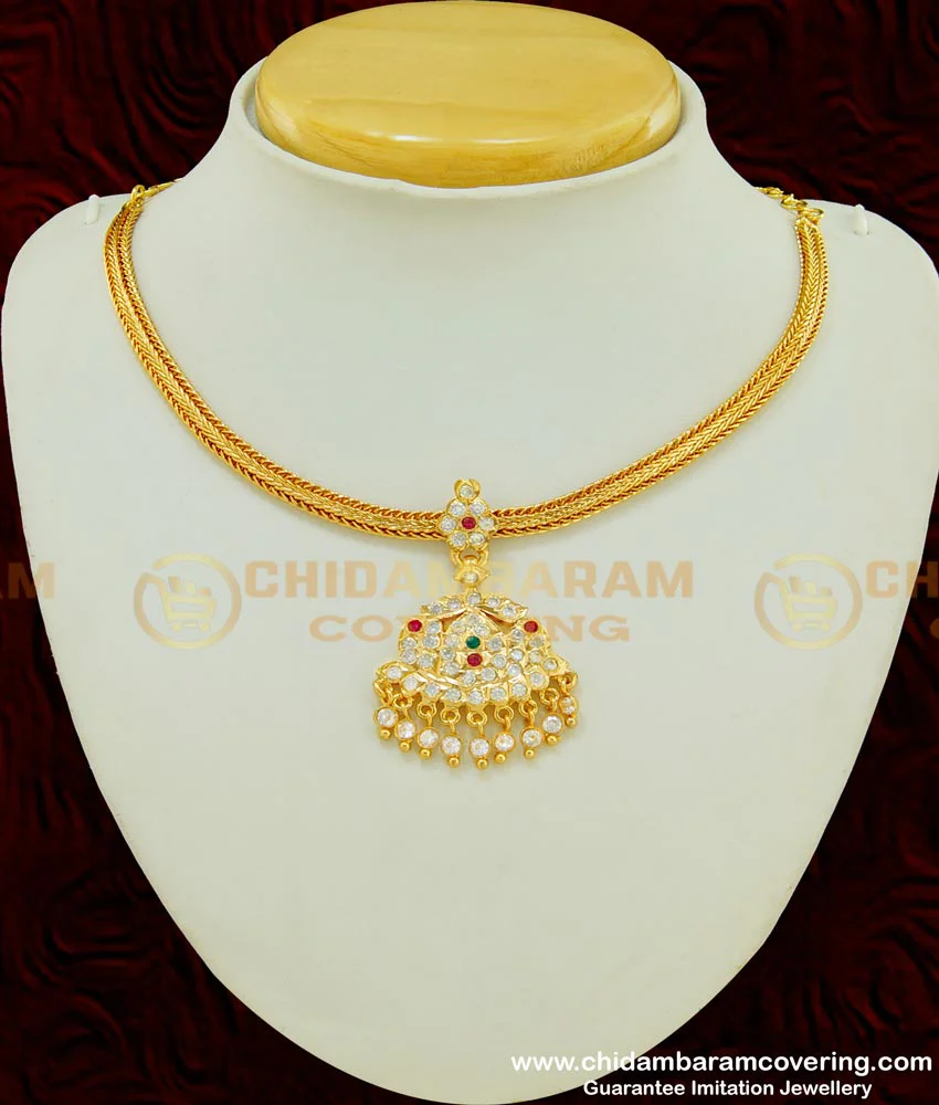 Buy Latest Simple Multi Stone Impon Attigai Necklace Design Impon Five ...