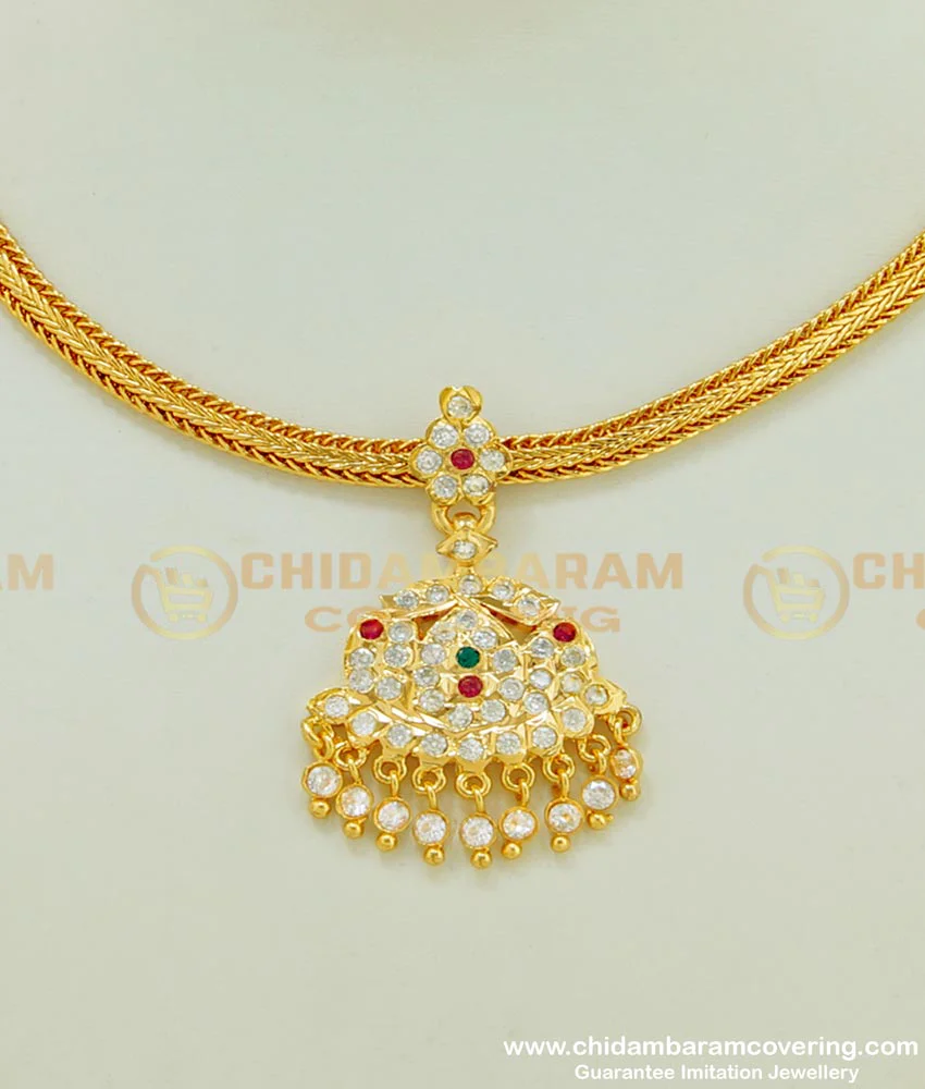 Buy Latest Simple Multi Stone Impon Attigai Necklace Design Impon Five ...