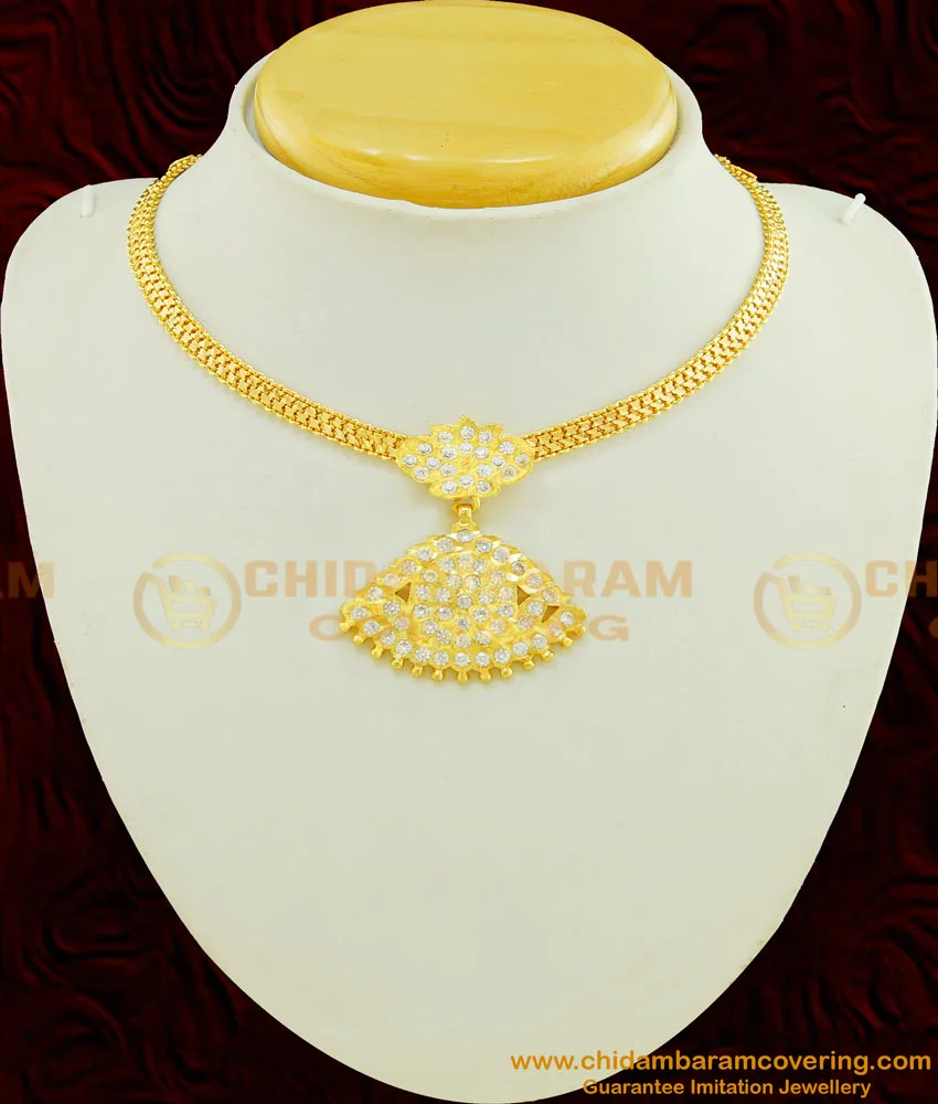 Buy Stunning Gold Full White Stone Attigai Necklace Buy Indian ...