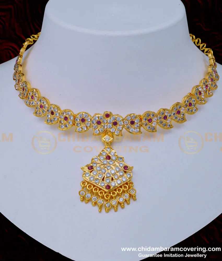 Buy Impon Gold Attigai Design Full Mango Design Impon Attigai Necklace ...