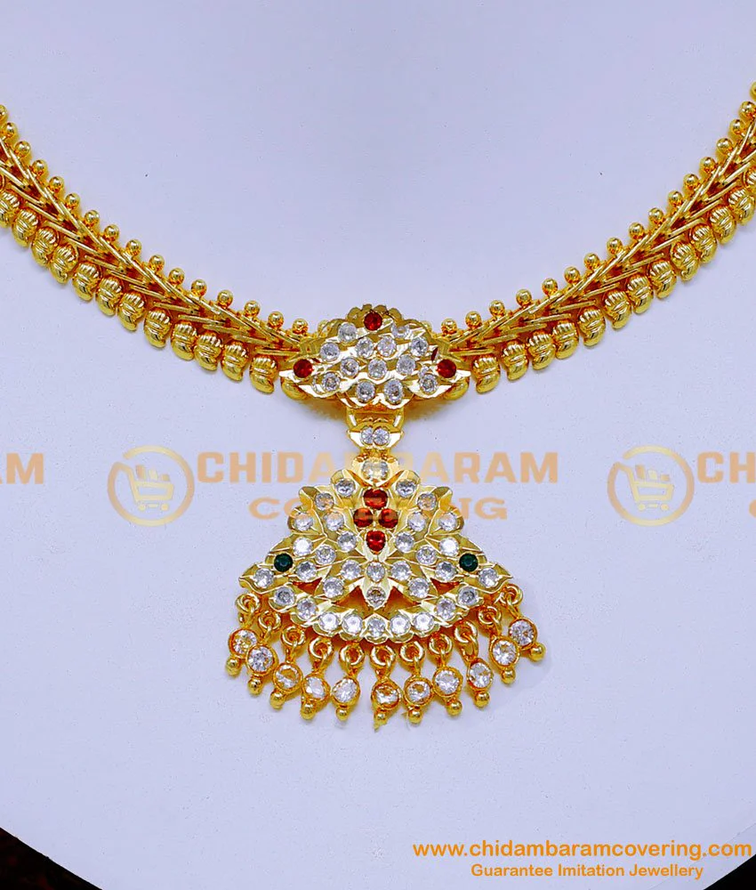 Buy Traditional Gold Attigai Mango Design Necklace Model