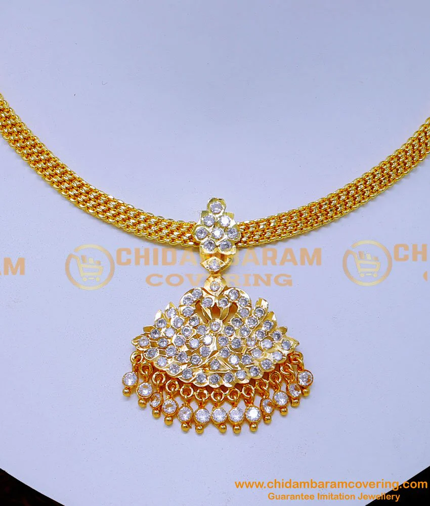 Buy Gold Model Impon Stone Necklace White Ad Stone Attigai