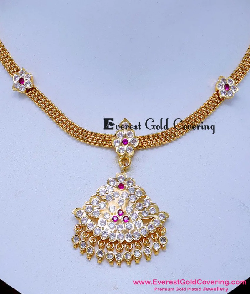 Buy Traditional Gold Like Impon Attigai Stone Necklace