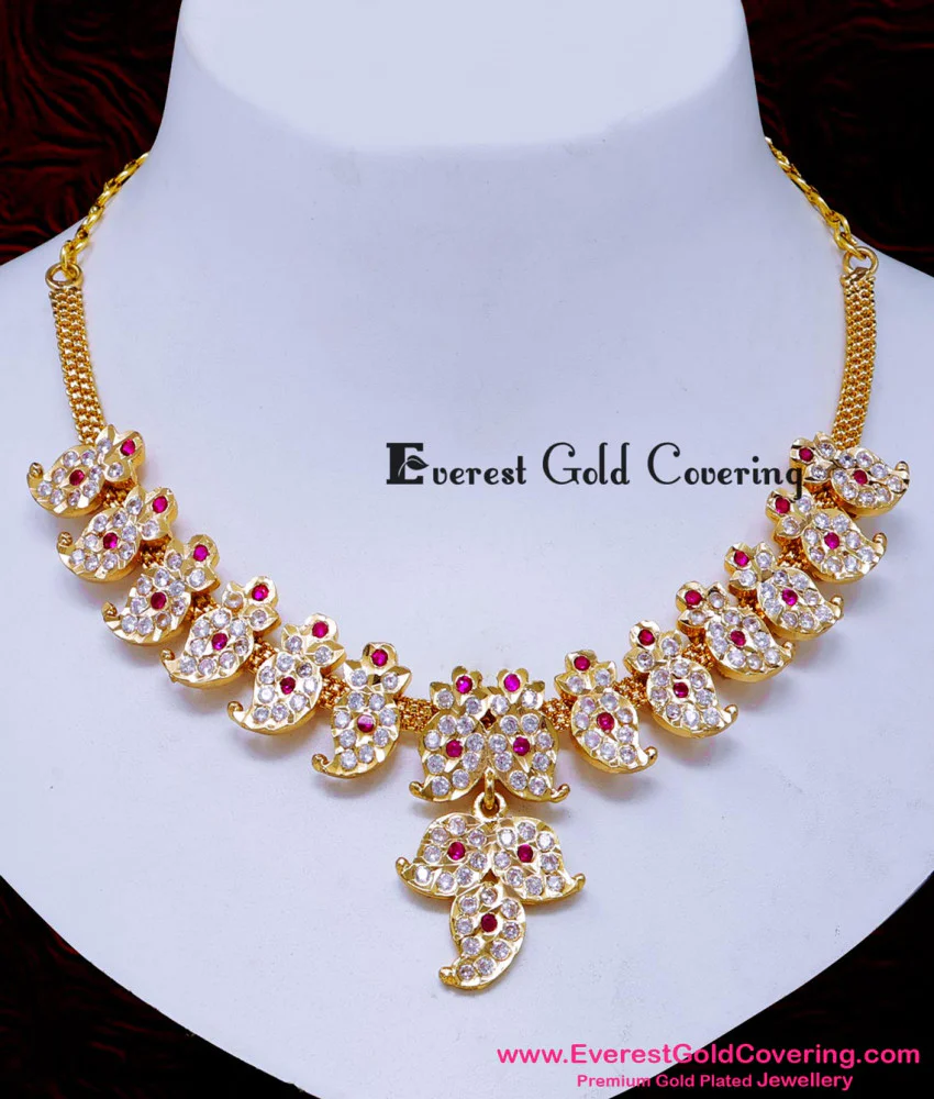 Buy Bridal Wear Mango Design Necklace Gold Attigai Model