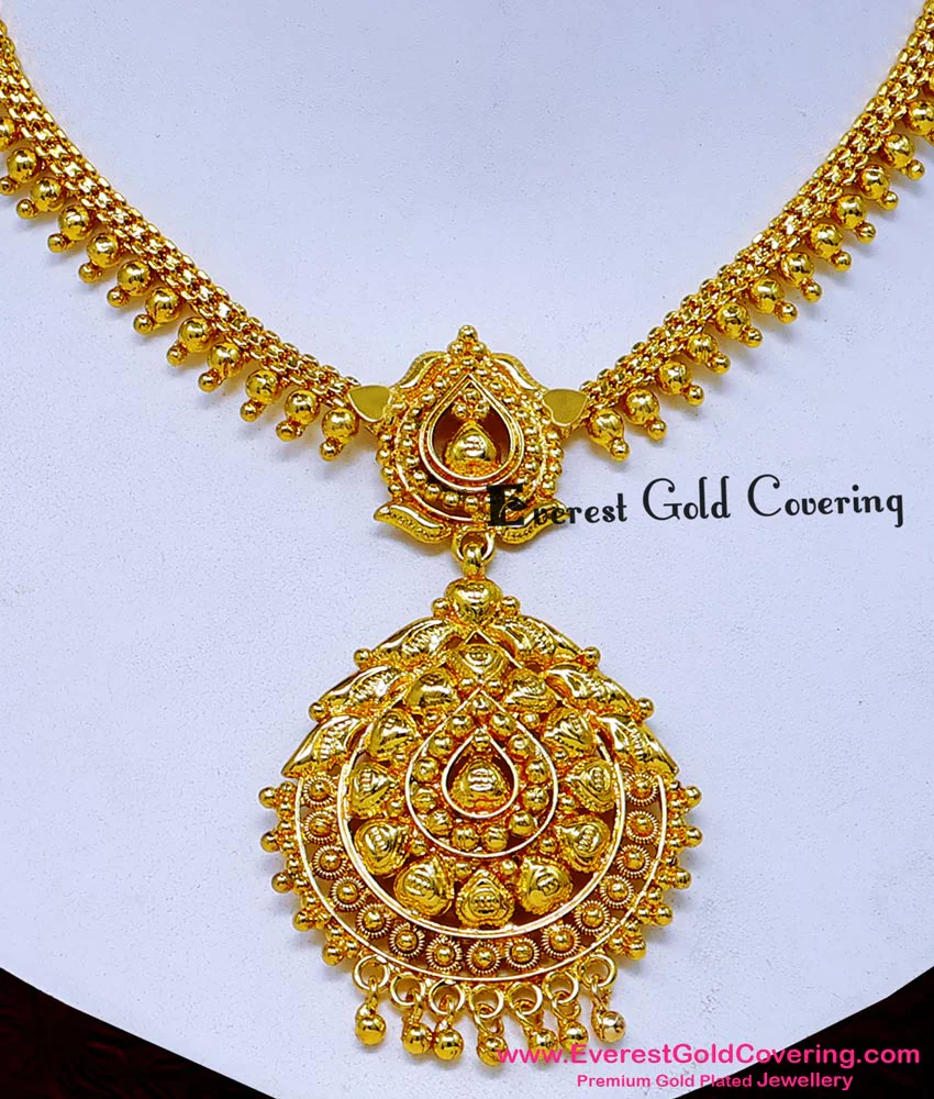 Buy Traditional Plain Gold Plated Necklace with Guarantee