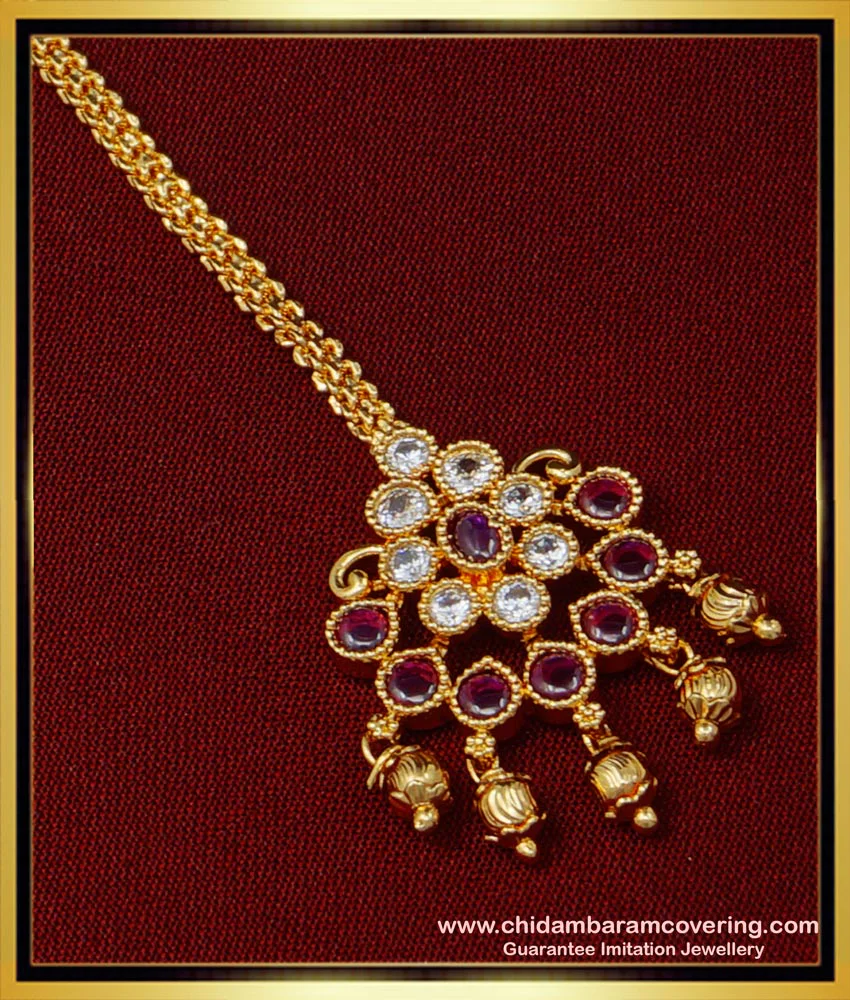 Buy Trendy Kemp Stone Gold Plated Maang Tikka for Women