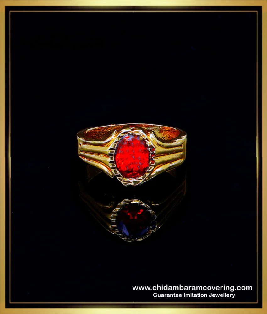Buy Orange Colour Stone Original Impon Finger Ring for Men