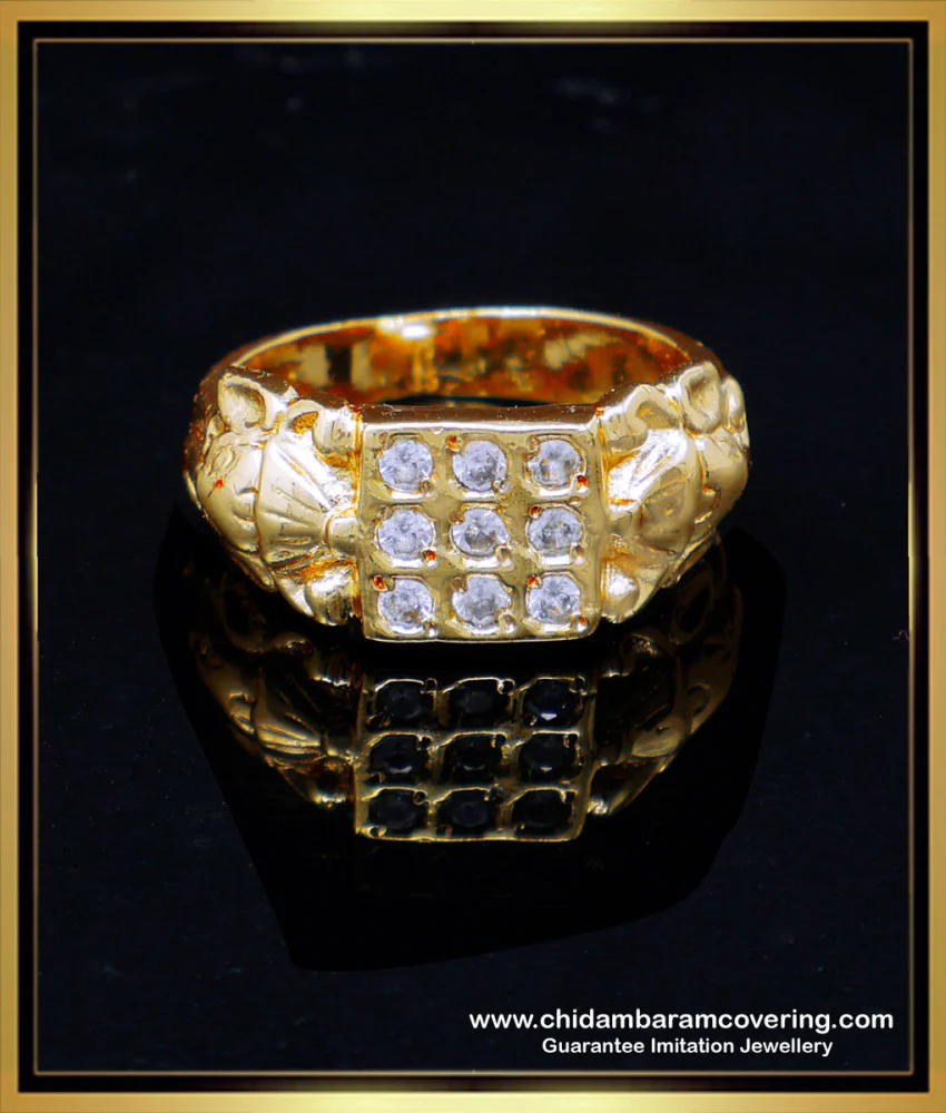 Buy White Stone Impon Lord Ganesh Gold Ring Designs