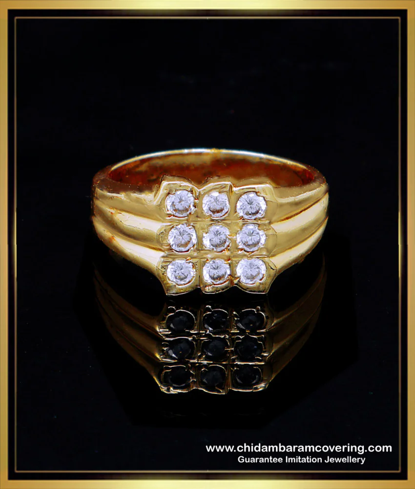 Buy Real Gold Design Impon White Stone Ring Design for Men