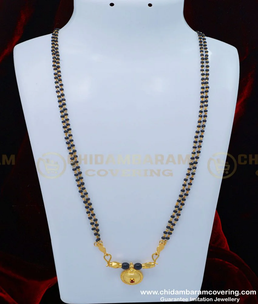 Buy Gold Plated Double Line Black Beads Telangana Mangalsutra Designs ...